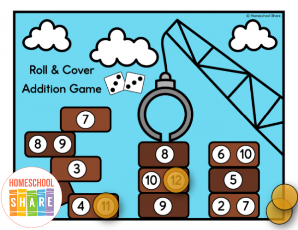 Construction Roll and Cover Dice Games - Homeschool Share