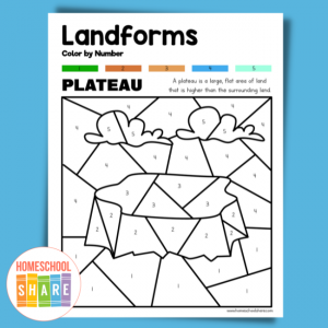 Landforms Color by Number Printables - Homeschool Share