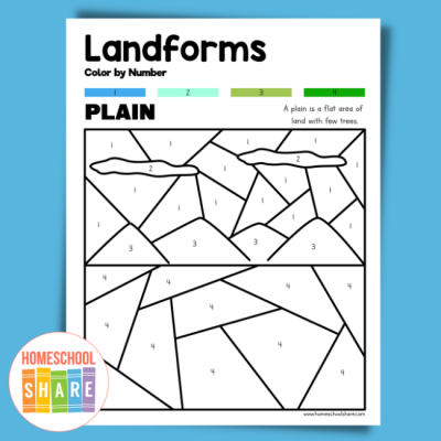 Landforms Color by Number Printables - Homeschool Share