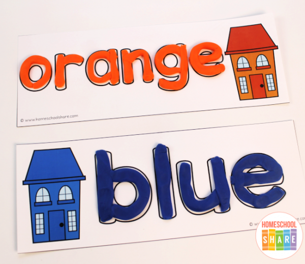 House Color Word Playdough Mats - Homeschool Share