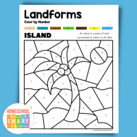 Landforms Color by Number Printables - Homeschool Share