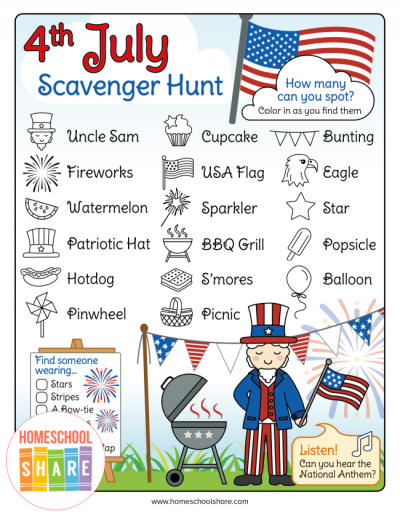 Fourth of July Scavenger Hunt (free printable!) - Homeschool Share