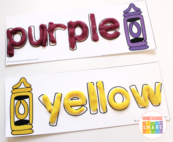 Color Words Playdough Mats - Homeschool Share