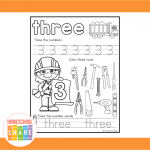 Construction Themed Number Tracing Worksheets - Homeschool Share
