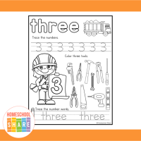Construction Themed Number Tracing Worksheets - Homeschool Share