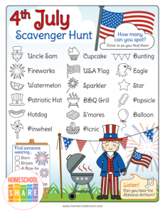 Fourth of July Scavenger Hunt (free printable!) - Homeschool Share