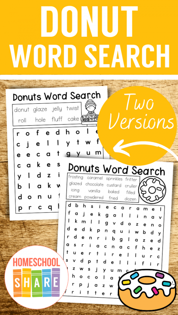 Donut Word Search - Homeschool Share