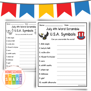 Fourth of July Word Scramble - Homeschool Share