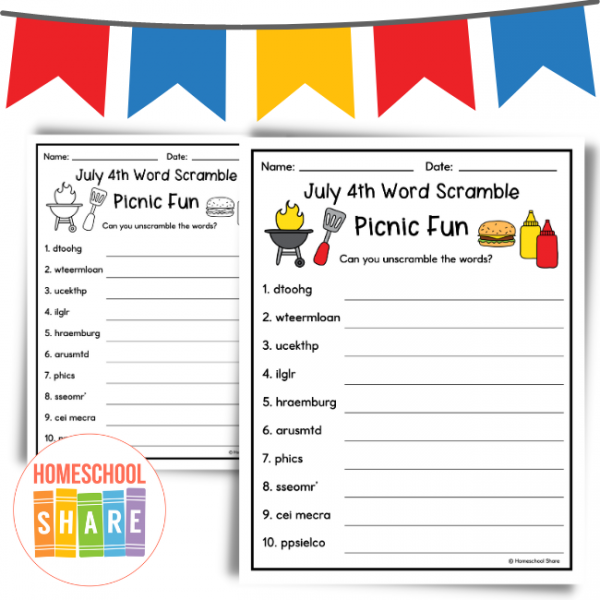 Fourth of July Word Scramble - Homeschool Share