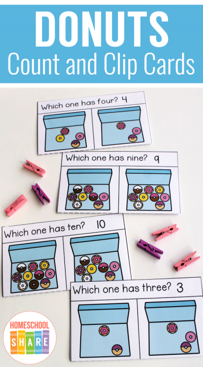 Counting Donuts Number Clip Cards - Homeschool Share