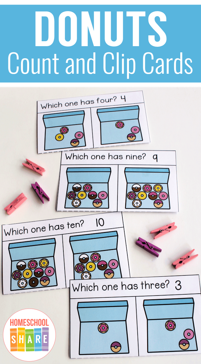 Counting Donuts Number Clip Cards - Homeschool Share
