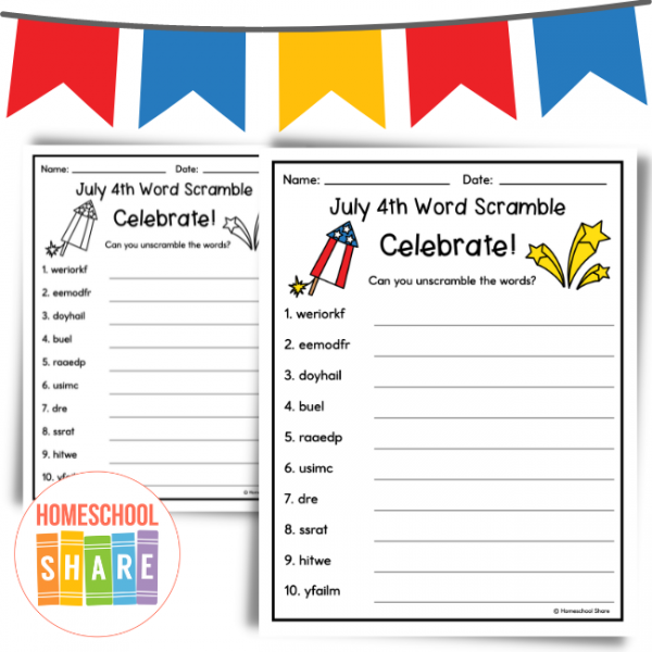 Fourth of July Word Scramble - Homeschool Share