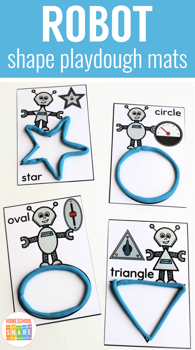Robot Shape Playdough Mats - Homeschool Share