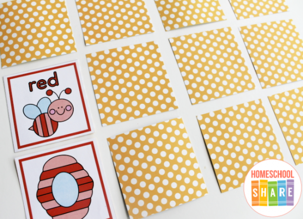 Bees & Hives Color Memory Game Printable - Homeschool Share