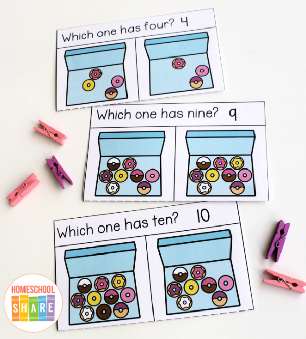 Counting Donuts Number Clip Cards - Homeschool Share