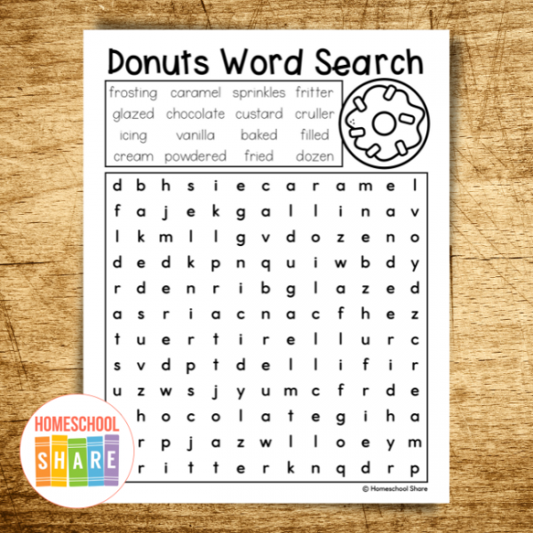 Donut Word Search - Homeschool Share
