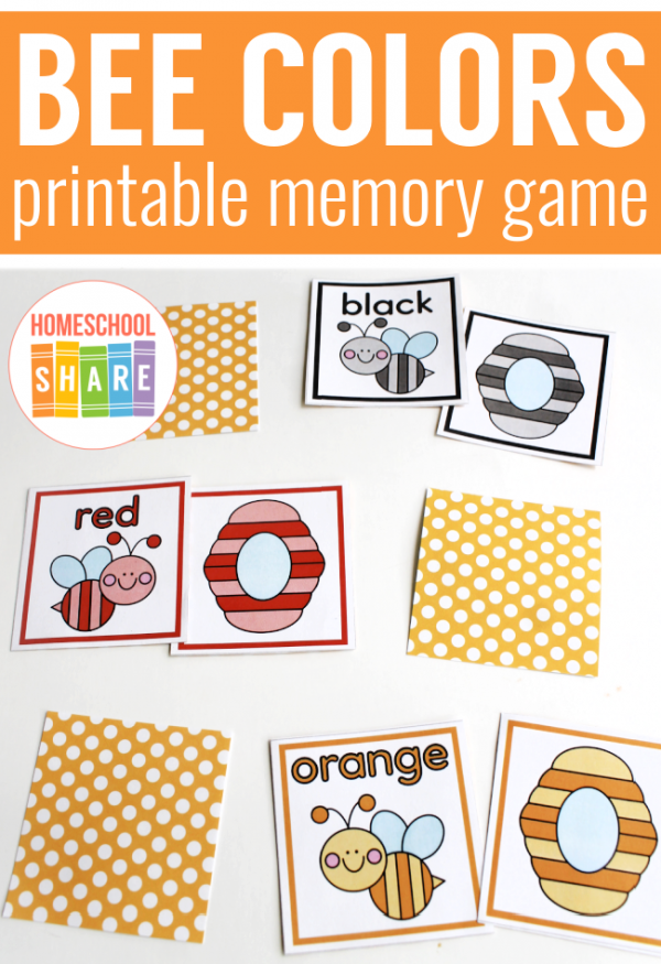 Bees & Hives Color Memory Game Printable - Homeschool Share