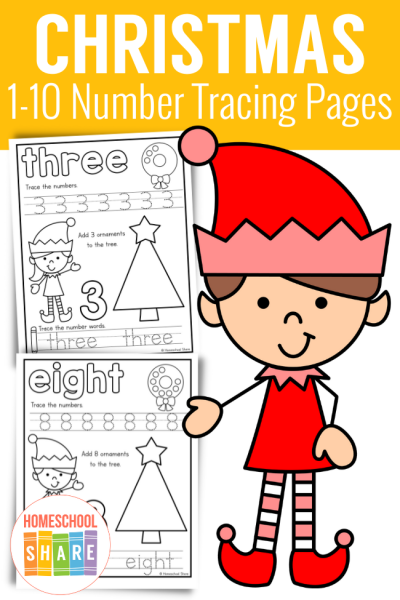 Christmas Number Tracing Worksheets - Homeschool Share