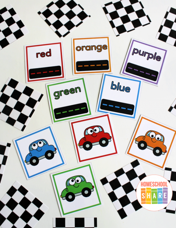 Car Colors Memory Game Printable - Homeschool Share