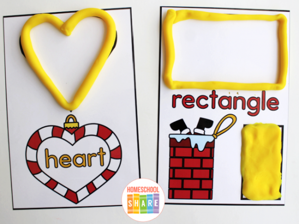 Christmas Shapes Playdough Mats (free printable!) - Homeschool Share