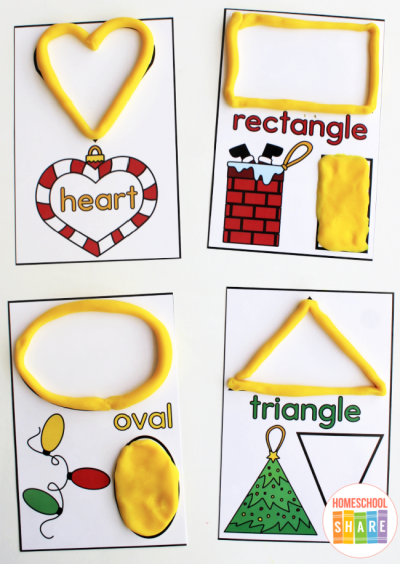 Christmas Shapes Playdough Mats (free printable!) - Homeschool Share
