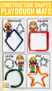 Construction Themed Shape Playdough Mats (free printable!) - Homeschool ...