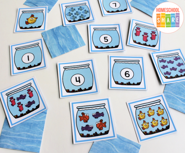 Counting Fish Number Memory Game - Homeschool Share