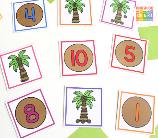 Coconut Tree Number Memory Game - Homeschool Share