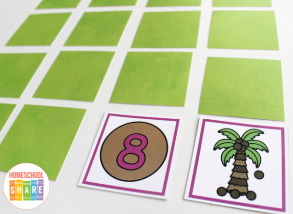 Coconut Tree Number Memory Game - Homeschool Share