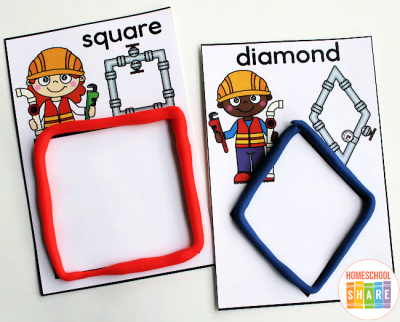Construction Themed Shape Playdough Mats (free printable!) - Homeschool ...