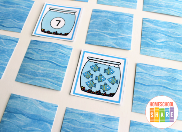 Counting Fish Number Memory Game - Homeschool Share