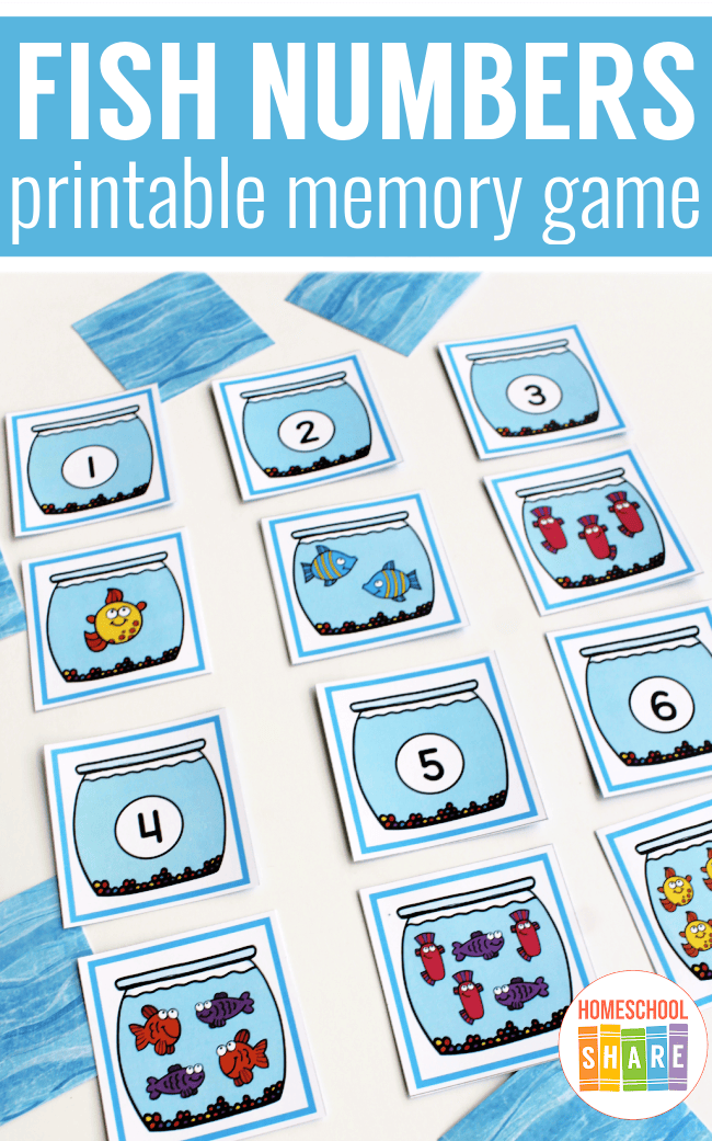 Counting Fish Number Memory Game - Homeschool Share