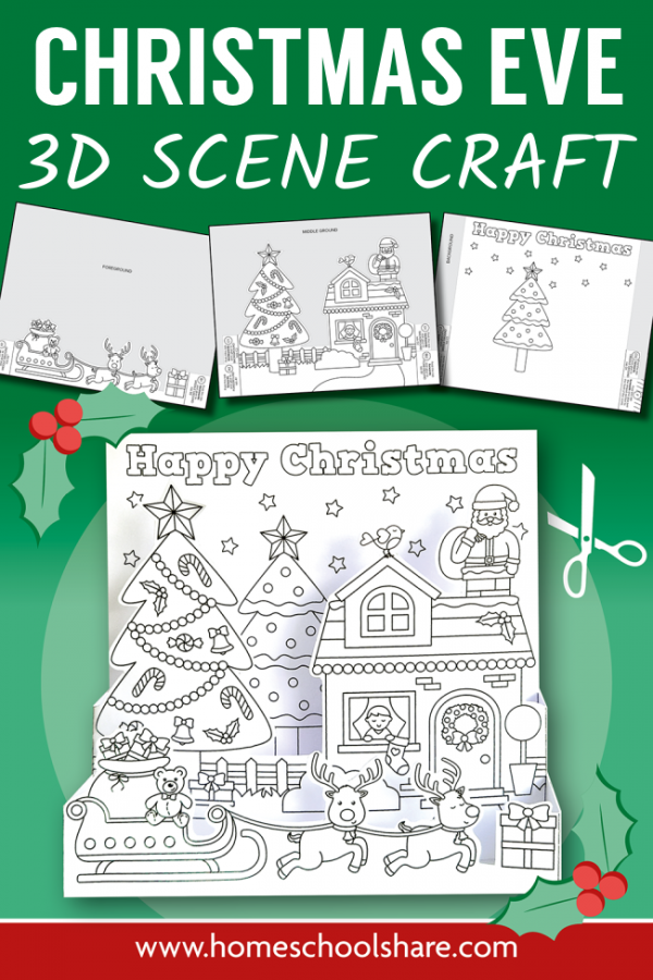 Printable Christmas Activity: Color a 3D Scene - Homeschool Share