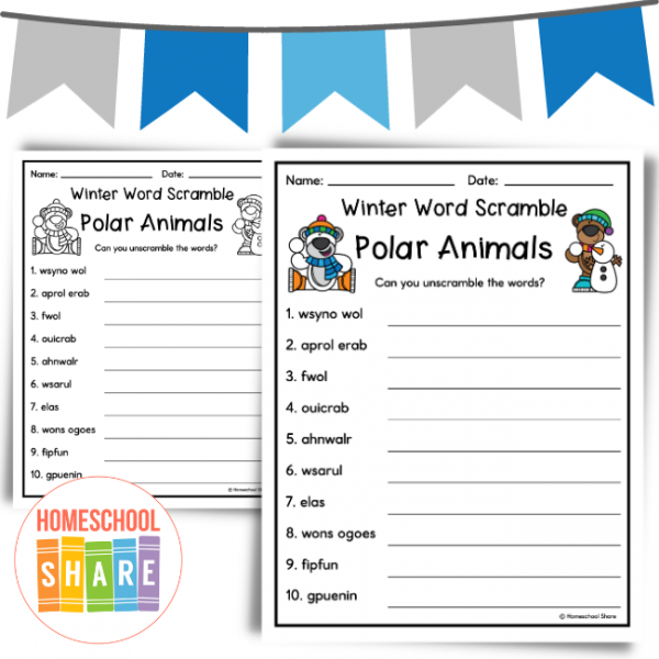 Free Winter Word Scrambles - Homeschool Share