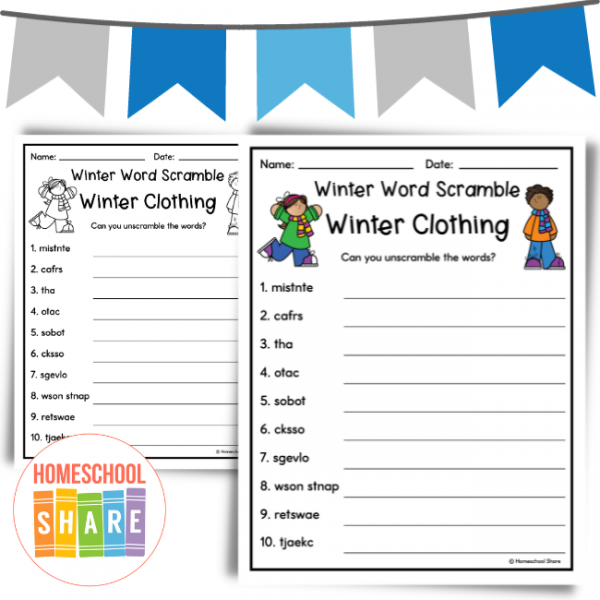 Free Winter Word Scrambles - Homeschool Share