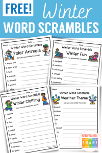 Free Winter Word Scrambles - Homeschool Share