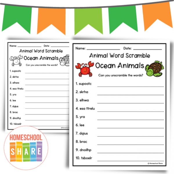 Free Printable Animal Word Scramble - Homeschool Share