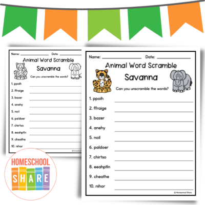 Free Printable Animal Word Scramble - Homeschool Share