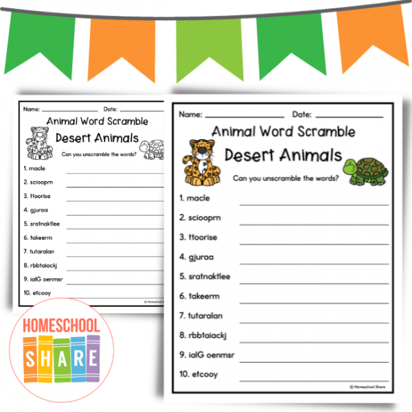 Free Printable Animal Word Scramble - Homeschool Share