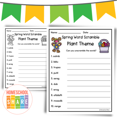 Free Spring Word Scramble Printables - Homeschool Share