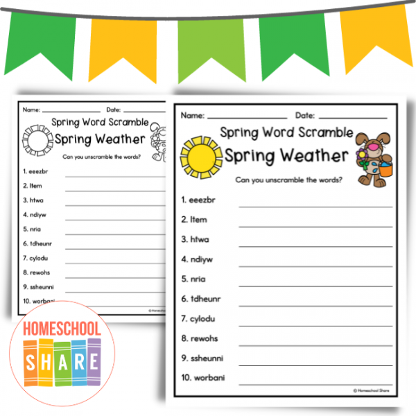 Free Spring Word Scramble Printables - Homeschool Share