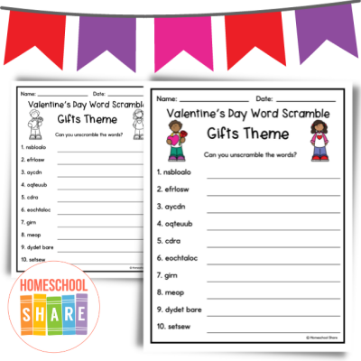 Valentine Word Scramble - Homeschool Share