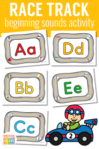 Beginning Sounds Activity: Race Around the Track - Homeschool Share