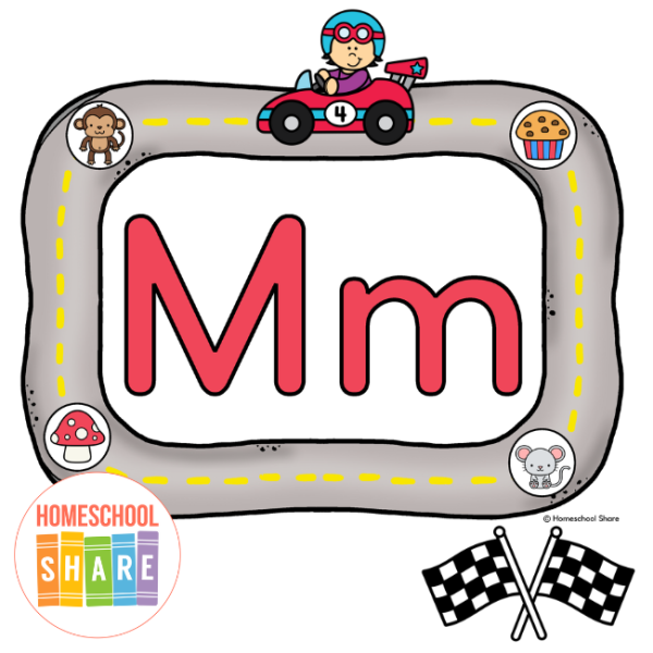 Beginning Sounds Activity: Race Around the Track - Homeschool Share