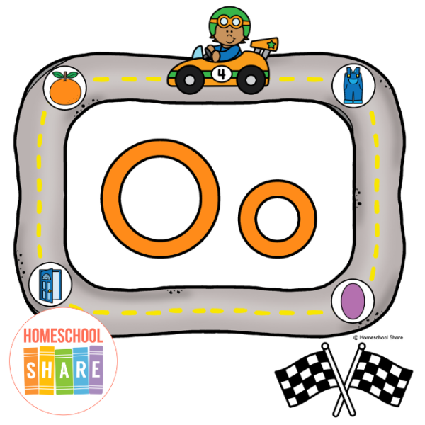 Beginning Sounds Activity: Race Around the Track - Homeschool Share