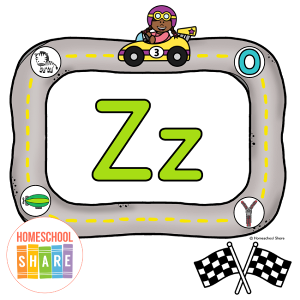 Beginning Sounds Activity: Race Around the Track - Homeschool Share